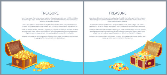 Closed and open egyptian treasure chest set Vector Image