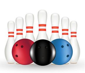 Set of colored bowling and pin Royalty Free Vector Image