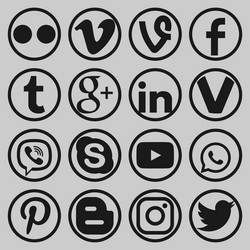 Social icons complete set Royalty Free Vector Image