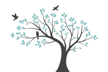 Tree wall decoration concept bird on branch wall Vector Image
