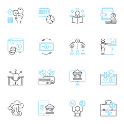 Budget management linear icons set frugal Vector Image