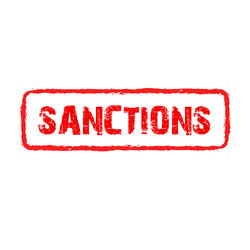 Sanctions red label and badge button stamp Vector Image