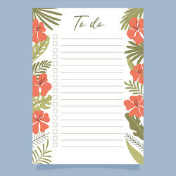 Printable weekly planner concept with tropical Vector Image