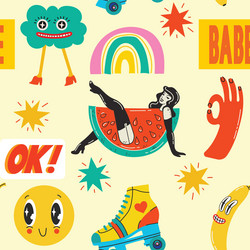 Retro pin up girls seamless pattern background Vector Image