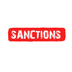 Sanctions red label and badge button stamp Vector Image