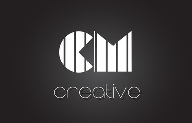Cm c m creative brush black letters design Vector Image