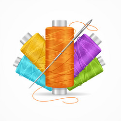 Thread spool and sewing needle Royalty Free Vector Image
