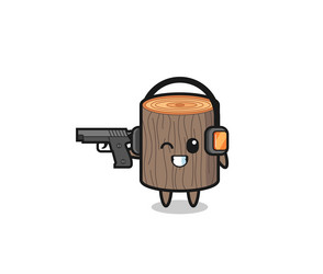 Tree stump cowboy shooting with a gun Royalty Free Vector
