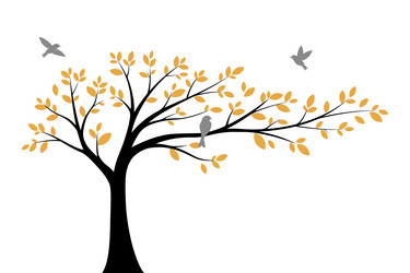 Tree wall decoration concept bird on branch wall Vector Image