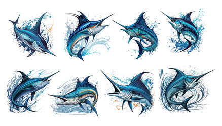 Blue marlin fish cartoon for t shirt Royalty Free Vector