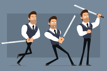 Cartoon strong muscular boy character set Vector Image