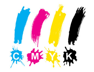 Cmyk colors splatters frame Royalty Free Vector Image