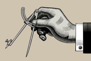 Womans hand with a compass for drawing Royalty Free Vector