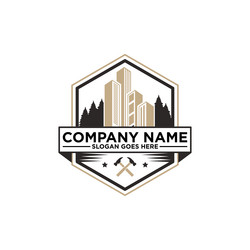 Simple building exterior logo badge with shape Vector Image