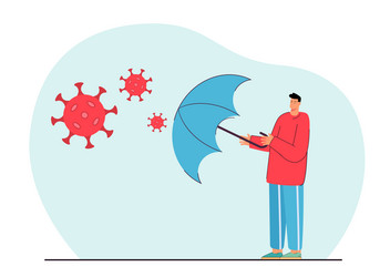 Man protecting yourself with umbrella against Vector Image