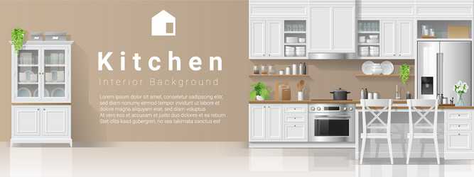 Living room dining and kitchen background Vector Image