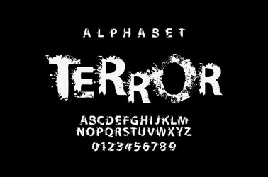 Cracked broken font smashed letters and numbers Vector Image