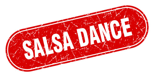 Square grunge red salsa dance stamp Royalty Free Vector