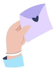 Hand holding love letter reading message on page Vector Image
