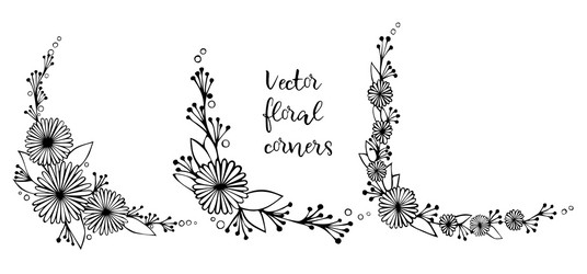 Daisy flowers corner pattern Royalty Free Vector Image