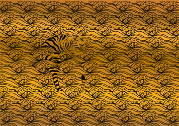 Tiger on weave pattern background Royalty Free Vector Image