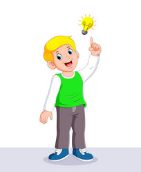 Boy thinking and get bright idea Royalty Free Vector Image