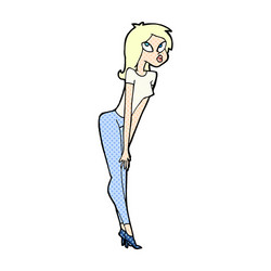 Comic cartoon model woman posing Royalty Free Vector Image