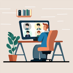 Remote work concept professionals engage Vector Image