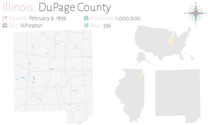 Map of dupage county in illinois Royalty Free Vector Image