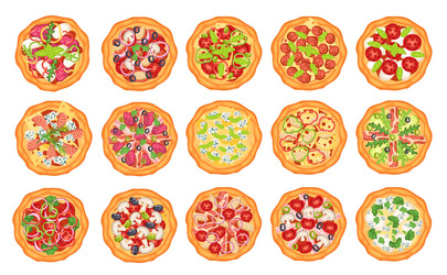 Pizza from different slices top view isolated Vector Image