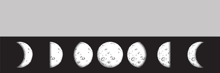 Antique style hand drawn dot work moon phases Vector Image