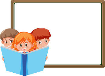 Background template with kids holding big book Vector Image