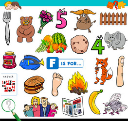 First letter a word educational game Royalty Free Vector