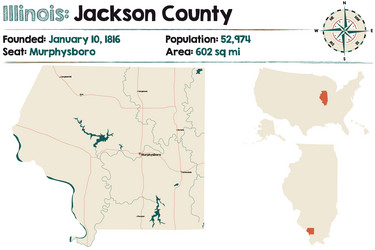 Map of jackson county in illinois Royalty Free Vector Image