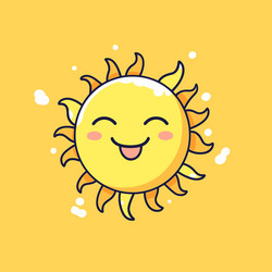 Sun hand-drawn comic doodle style cartoon Vector Image