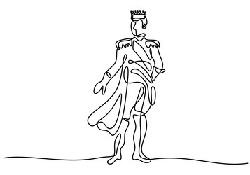 Continuous one line drawing of young prince is Vector Image