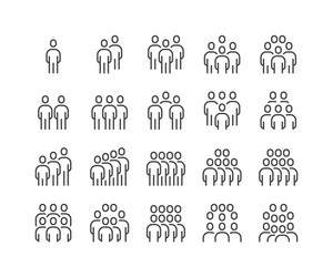 Linear outline icon group two people Royalty Free Vector