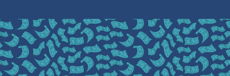 Doodle money seamless horizontal border Royalty Free Vector
