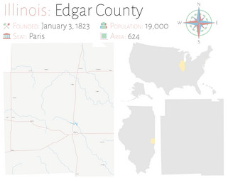 Map of edgar county in illinois Royalty Free Vector Image