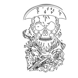 Pirate outline sketch Royalty Free Vector Image