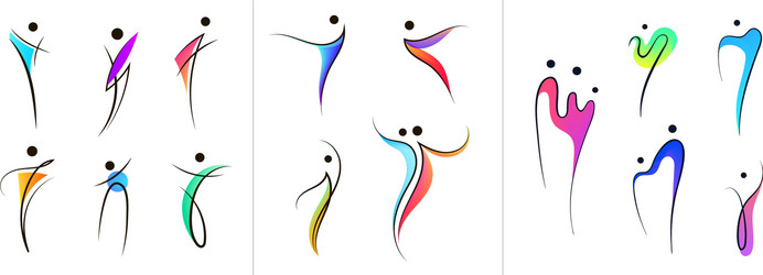 Set human body dance logos people shapes Vector Image