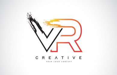 Vr letter design with brush stroke and modern 3d Vector Image