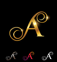 Gold Cursive Fonts Alphabet Calligraphy Vector Images (62)