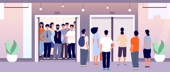 Waiting people standing in line isolated crowd Vector Image