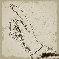 Finger point left drawn Royalty Free Vector Image