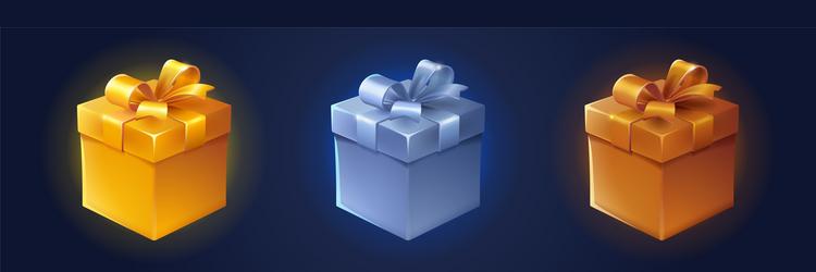 Gift box game ui assets - cartoon Royalty Free Vector Image