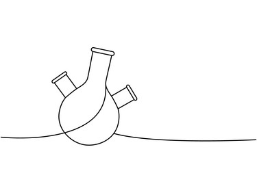 Two neck round bottom flask one line continuous Vector Image
