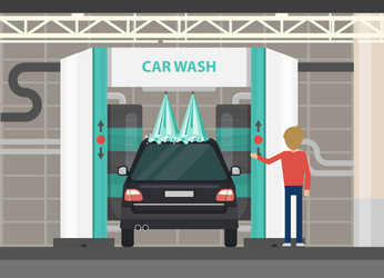 Self car wash compositions Royalty Free Vector Image