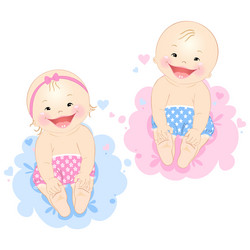 Laughing kids flat icons set cute children Vector Image