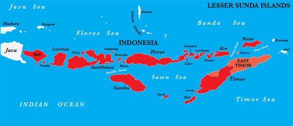Lesser sunda islands map Royalty Free Vector Image